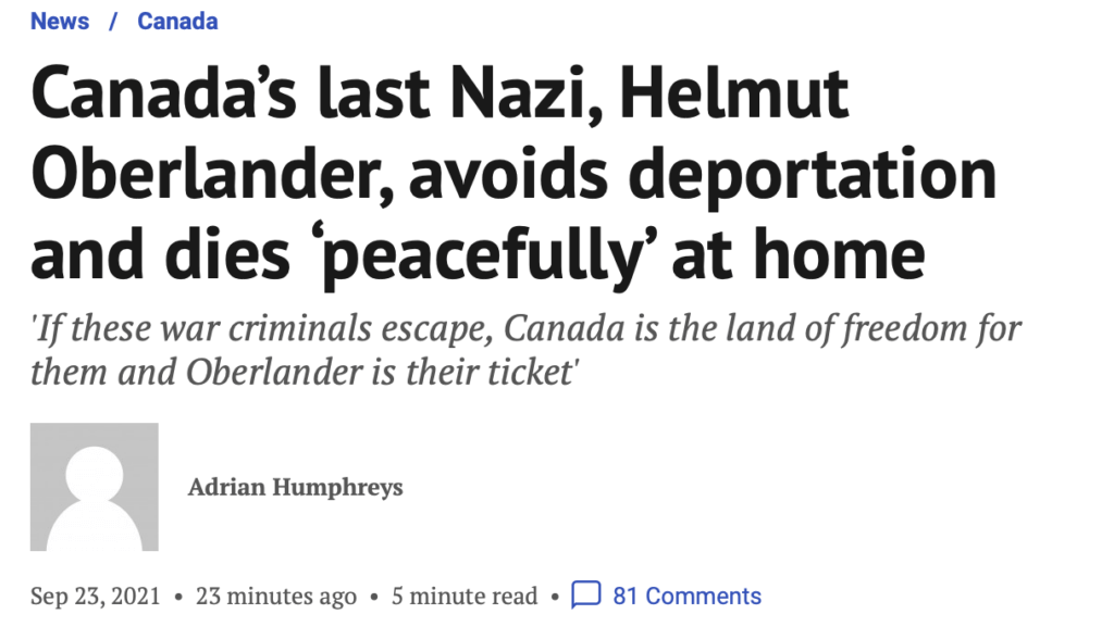 National Post: Canada’s last Nazi, Helmut Oberlander, avoids ...
