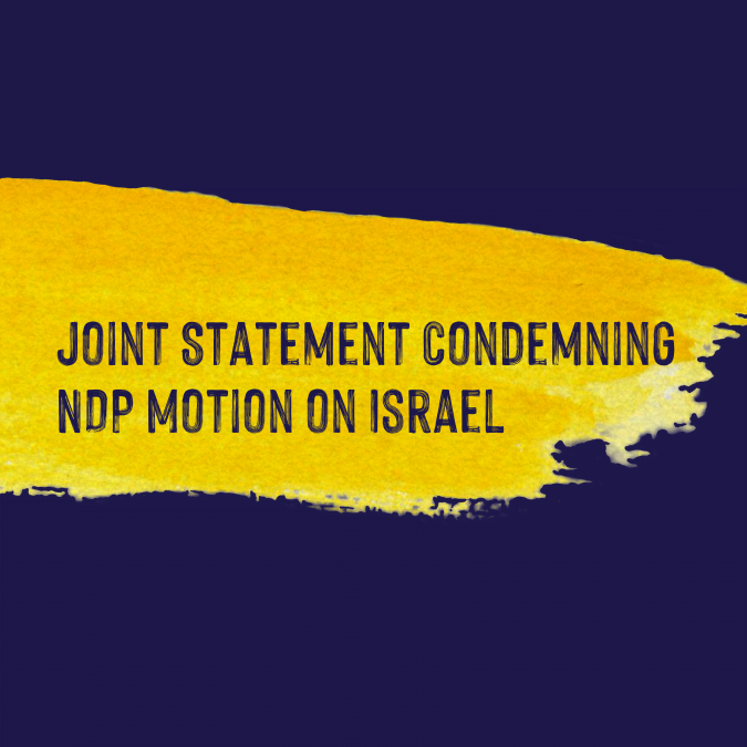 Joint Statement Condemning NDP Motion on Israel - B'nai Brith Canada