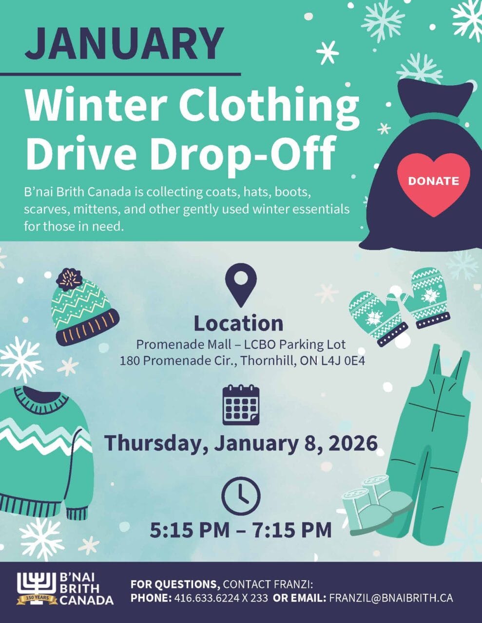 Toronto: Winter Clothing Drive Drop-Off - B'nai Brith Canada